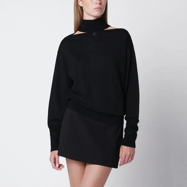 COURREGES Merino Wool Cut-out Turtleneck Sweater - Black