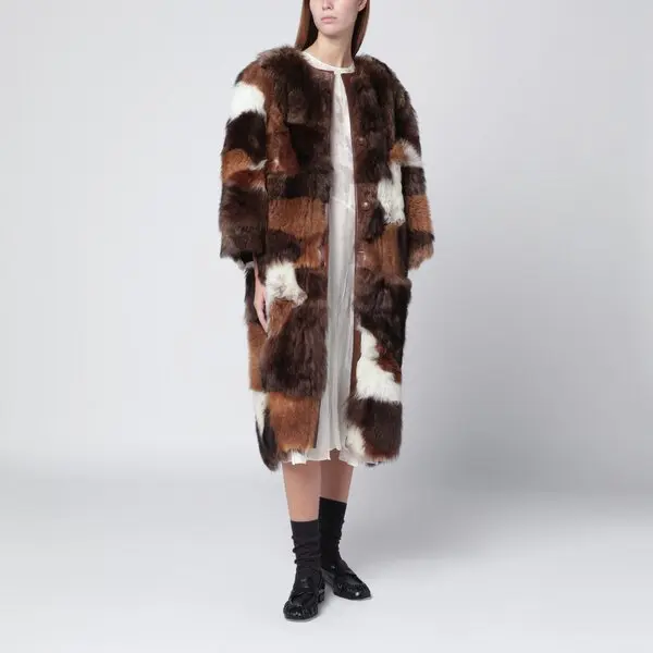 Prada Patchwork Shearling Coat - Multicolor