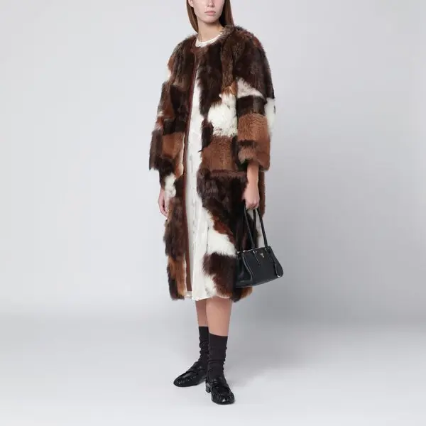 Prada Patchwork Shearling Coat - Multicolor