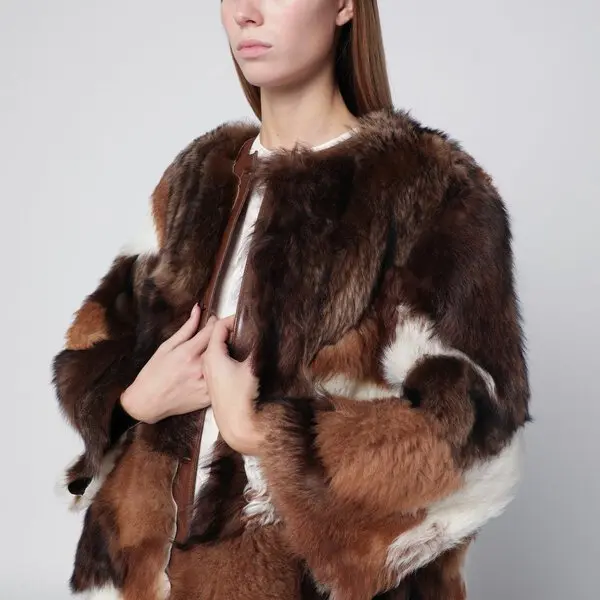 Prada Patchwork Shearling Coat - Multicolor