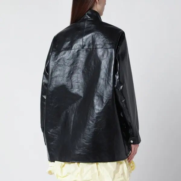 Prada Antiqued Leather Peacoat