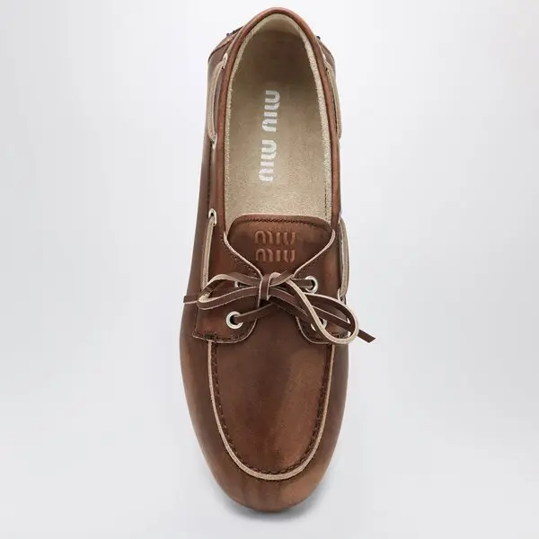 Miu Miu Vintage Effect Leather Loafers