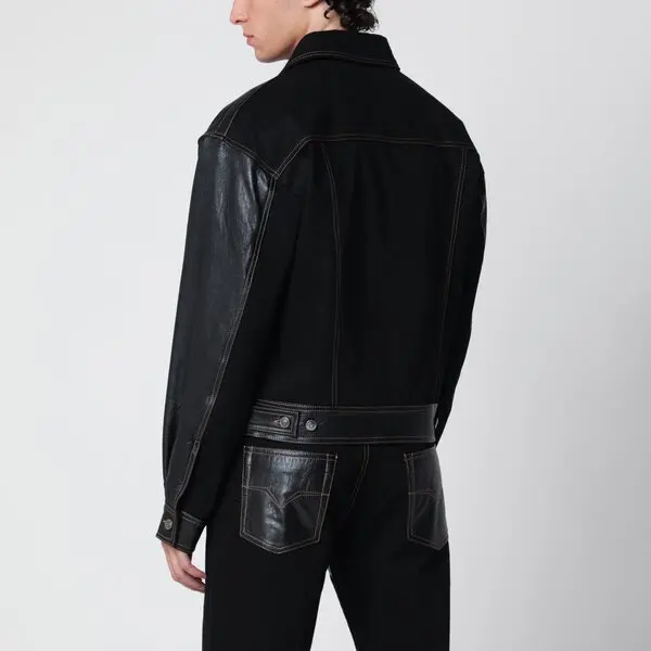 Versace Denim And Leather Bomber Jacket