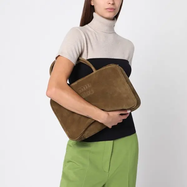 Miu Miu Suede Top Handle Bag - Green
