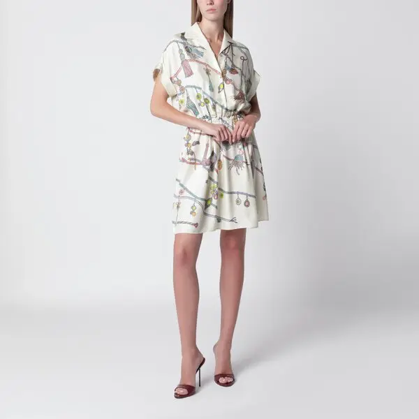 Versace Printed Silk Twill Mini Shirt Dress - Multicolor