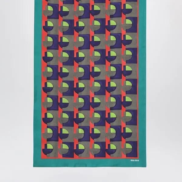 Miu Miu Printed Silk Twill Scarf Absinthe/begonia