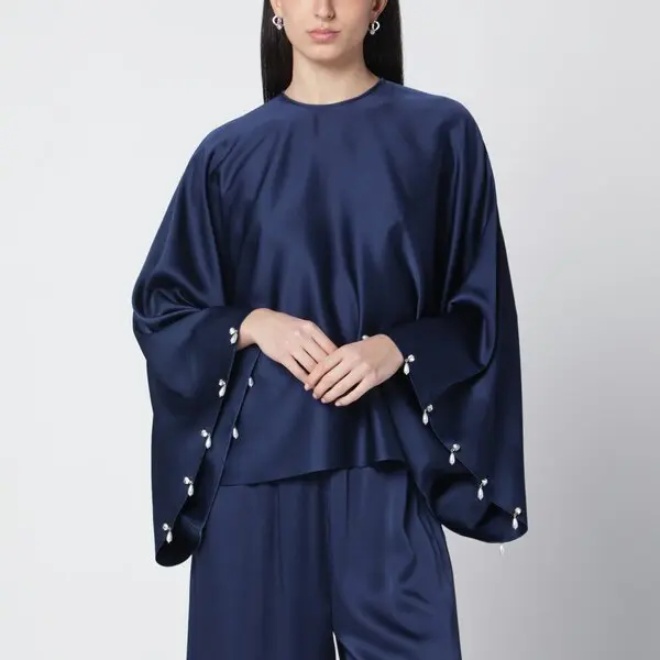Stella McCartney Oversized Viscose Satin Blouse - Blue
