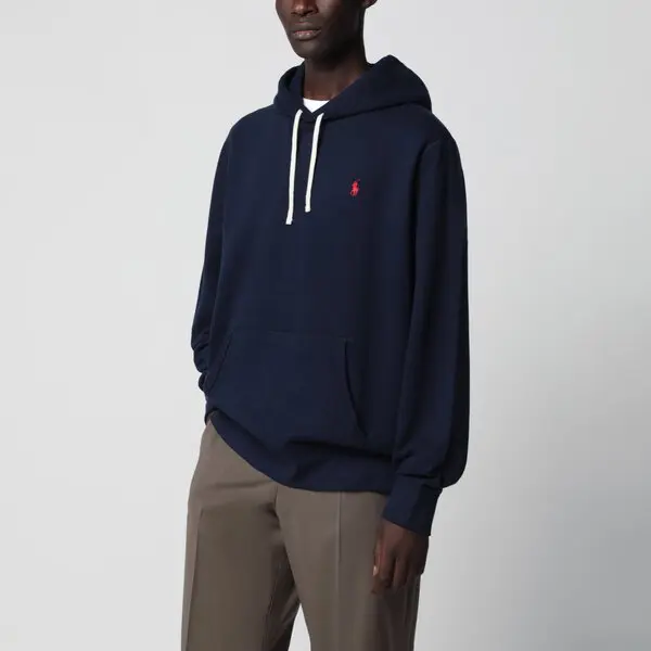 Polo Ralph Lauren Navy Cotton Blend Hoodie - Blue