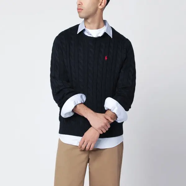 Polo Ralph Lauren Navy Cable-knit Cotton Sweater