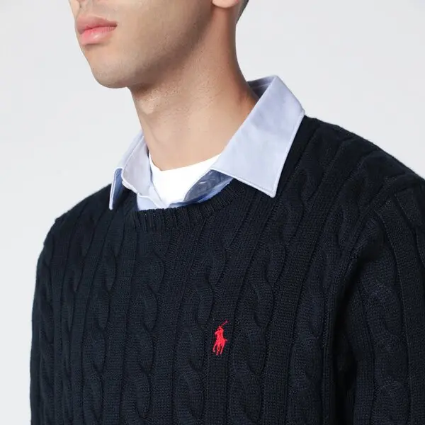 Polo Ralph Lauren Navy Cable-knit Cotton Sweater