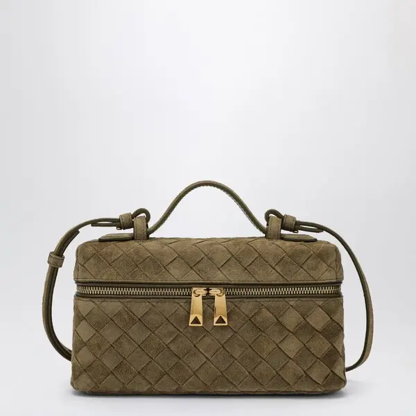 Bottega Veneta Mud Suede Intrecciato Vanity Case Bag - Beige