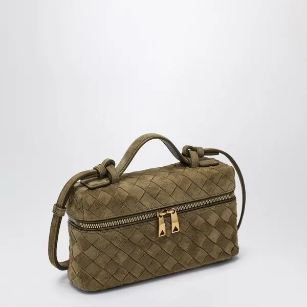 Bottega Veneta Mud Suede Intrecciato Vanity Case Bag - Beige