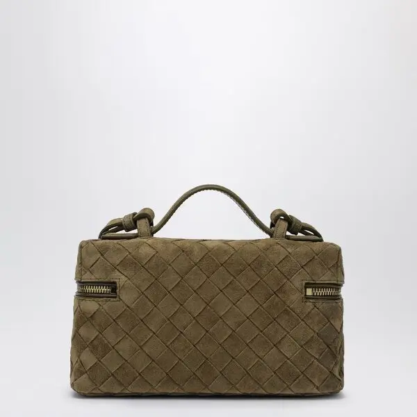 Bottega Veneta Mud Suede Intrecciato Vanity Case Bag - Beige