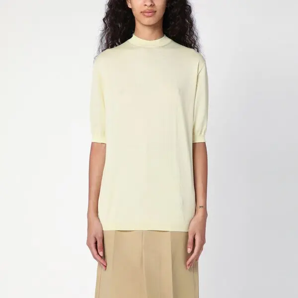 Bottega Veneta Light Yellow Cashmere Crew-neck Sweater - Beige