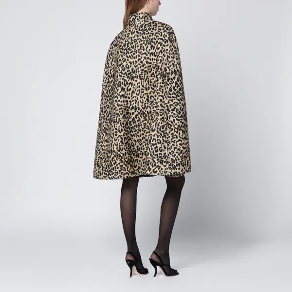 Valentino Garavani Animal Print Wool Cape