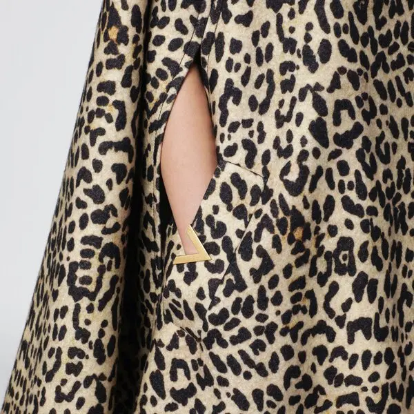Valentino Garavani Animal Print Wool Cape