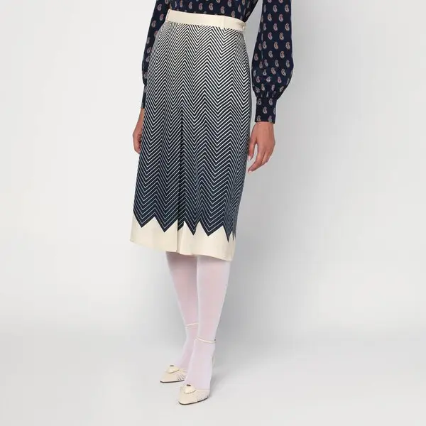 Valentino Garavani Silk Chevron Pattern Skirt