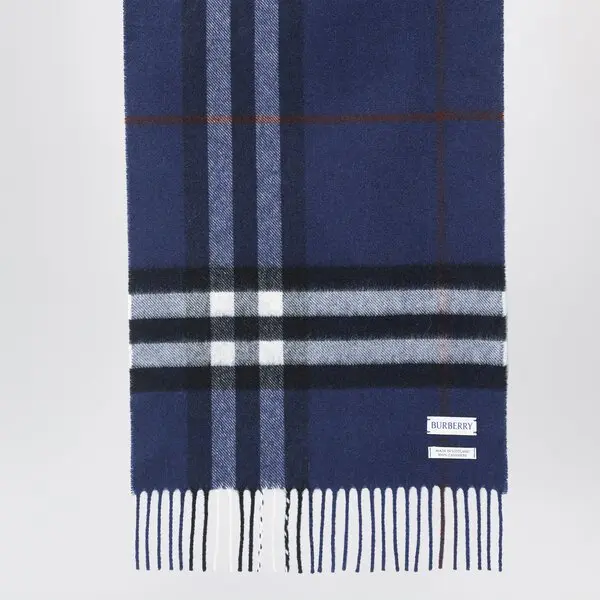 Burberry Cashmere Scarf With A Checked Pattern - Blue