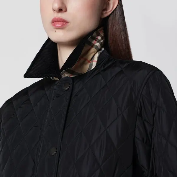 Burberry Quilted Nylon Jacket With Corduroy Collar