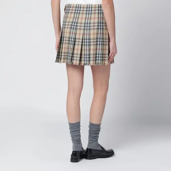 Burberry Check Wool Mini Kilt - Beige