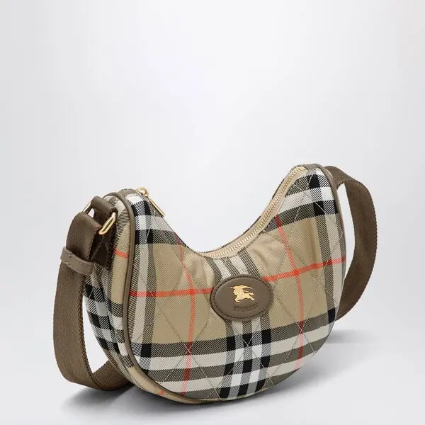 Burberry Horseshoe Quilted Nylon Crossbody Bag - Beige