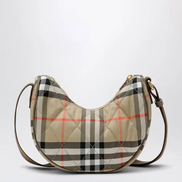 Burberry Horseshoe Quilted Nylon Crossbody Bag - Beige