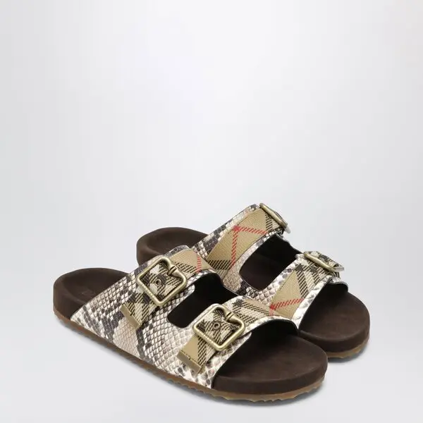 Burberry Leather Sandals With Python Print - Multicolor