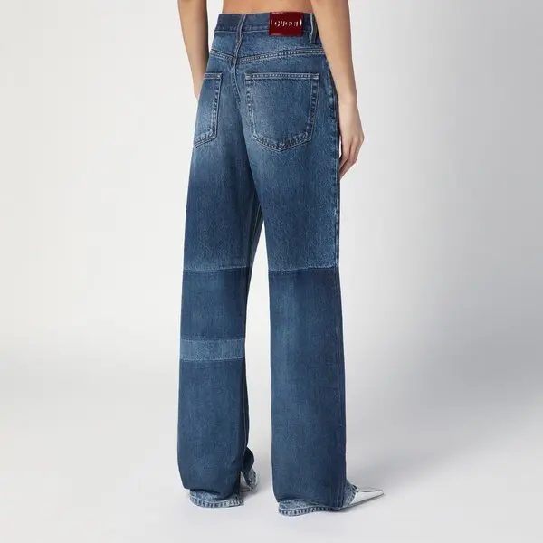 Gucci Two-tone Wide-leg Jeans With Stone-washed Treatment