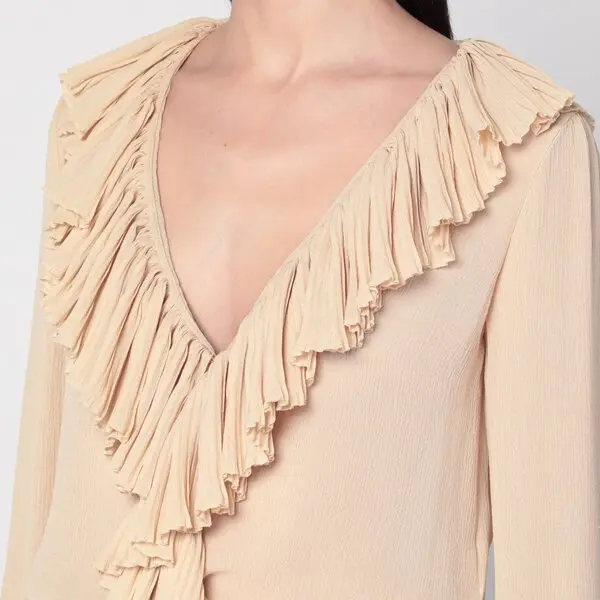 Saint Laurent Silk Crêpe Ruffled Blouse