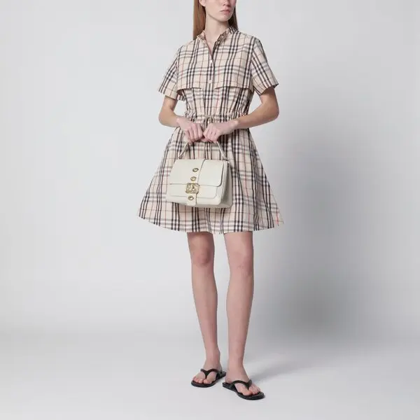 Burberry Small Rider Shoulder Bag In Lambskin - Beige