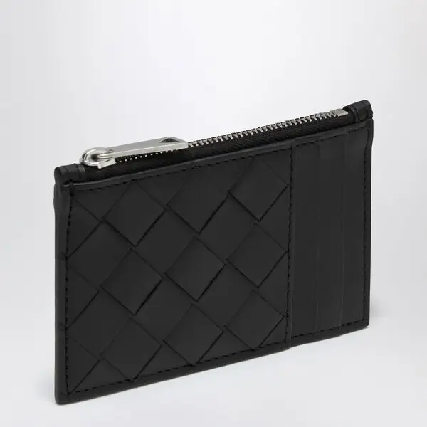 Bottega Veneta Leather Card Case With Intrecciato Pattern - Black