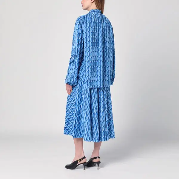 Balenciaga Printed Wool Effect Midi Dress With Bow