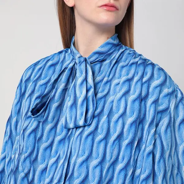 Balenciaga Printed Wool Effect Midi Dress With Bow