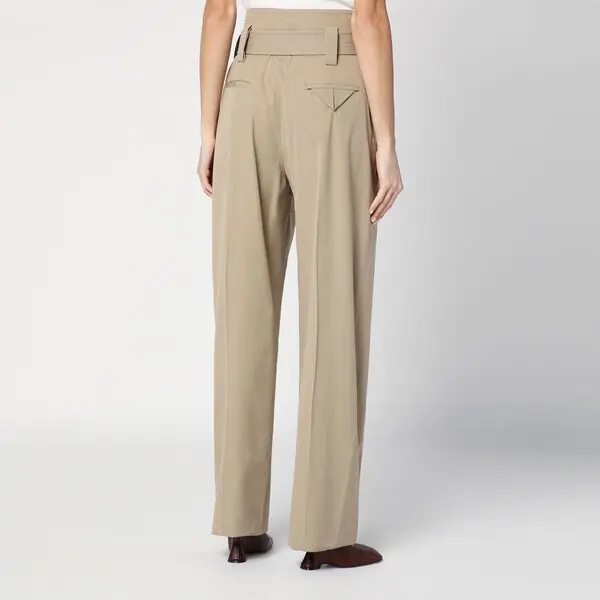 Bottega Veneta Sand Cotton Blend Belted Trousers - Beige