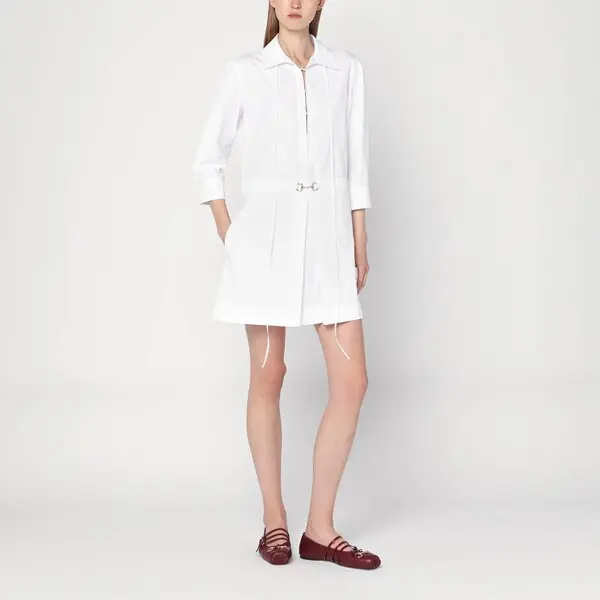 Gucci Shirtdress In Heavy Cotton Poplin With Clasp Detail - White