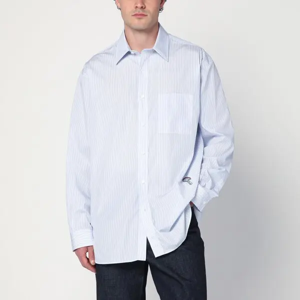Bottega Veneta Striped Cotton Poplin Shirt - Blue