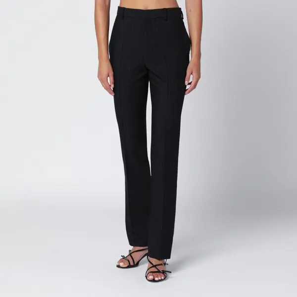 Gucci Wool Pinstripe Trousers - Black