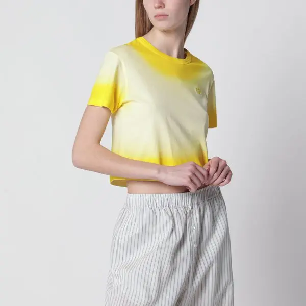 Gucci Cropped T-shirt With Gradient Effect - Yellow