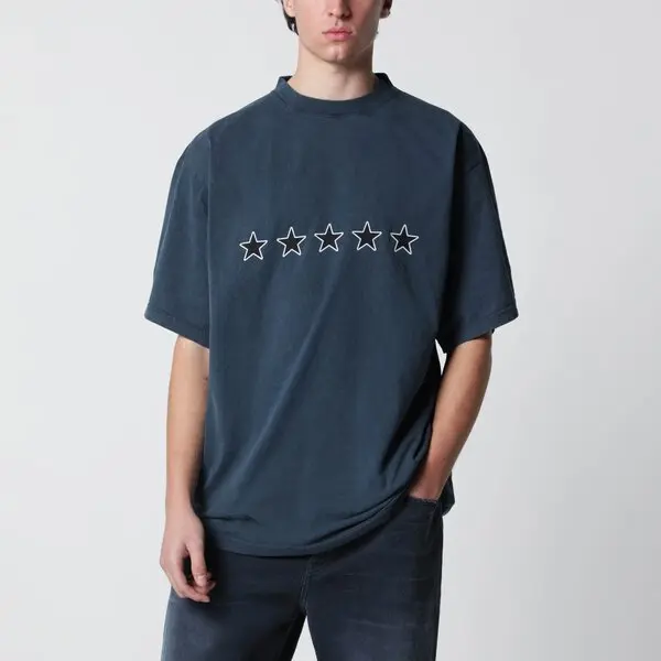 Balenciaga Washed Navy Oversized T-shirt - Blue