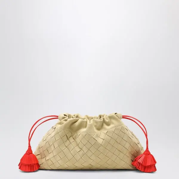 Bottega Veneta Woven Suede Pouch - Beige