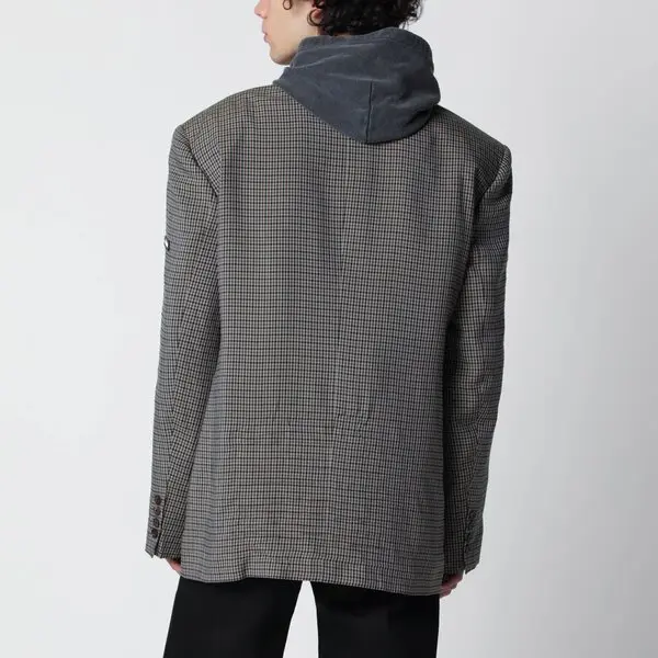 Balenciaga Khaki And Brown Gingham Single-breasted Jacket