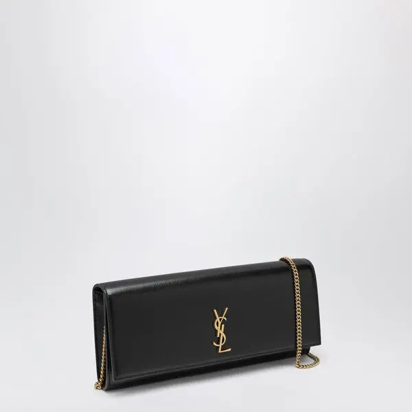 Saint Laurent Kate Clutch In Grain De Poudre Leather - Black