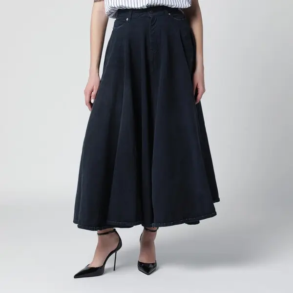 Balenciaga Maxi Godet Denim Skirt - Blue