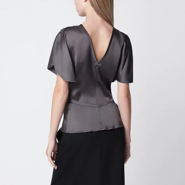 Victoria Beckham Bela Satin Viscose Top - Brown