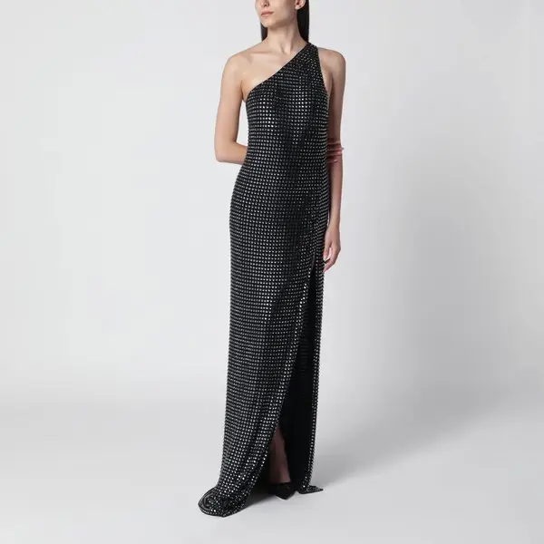 Gucci Long Jersey Dress With Crystal Embroidery - Black