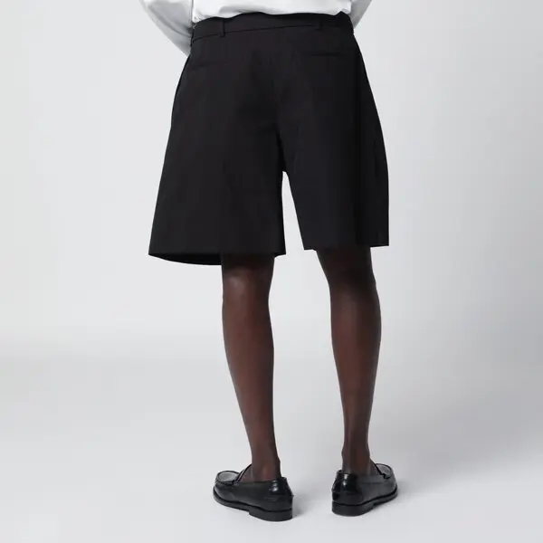 Saint Laurent Belted Bermuda Shorts In Corone Fabric