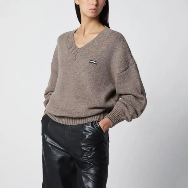 ROTATE BY BIRGER CHRISTENSEN Wool And Cashmere V-neck Sweater - Grey