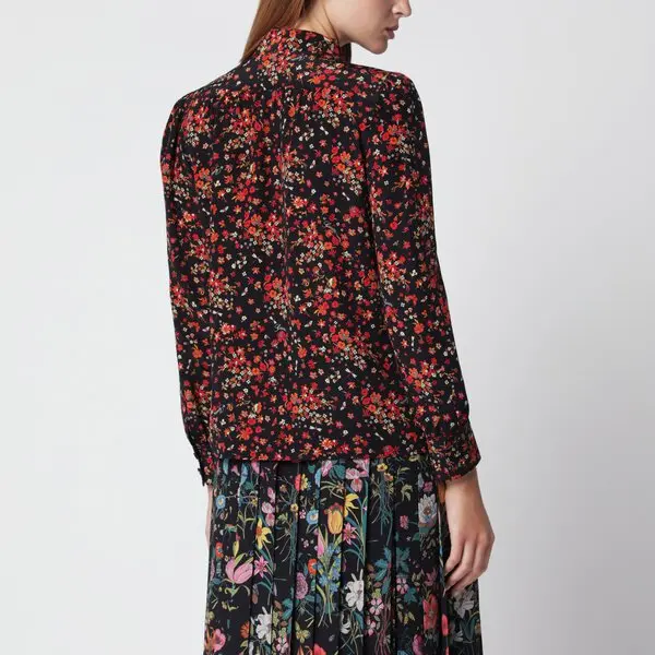 Gucci Printed Silk Shirt With Tie Neck Bow