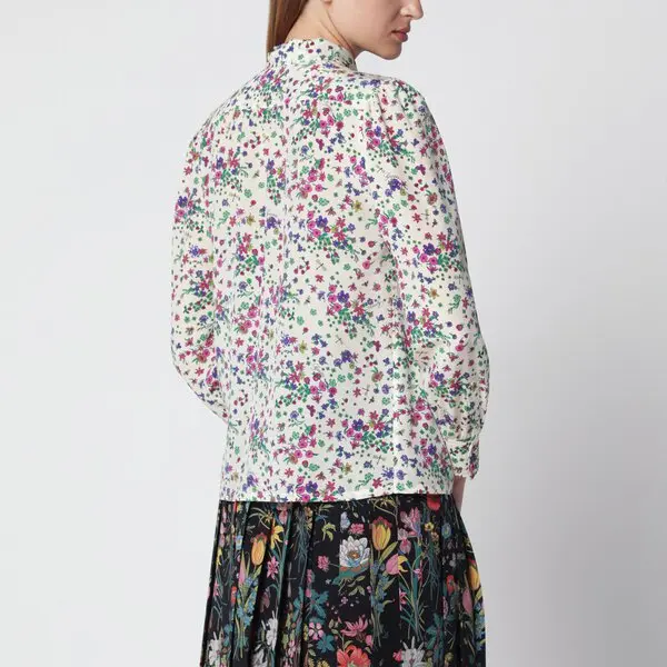Gucci Printed Silk Shirt With Bow - Multicolor