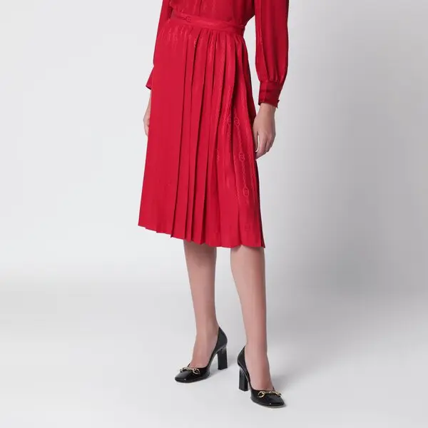 Gucci Pleated Silk Jacquard Midi Skirt